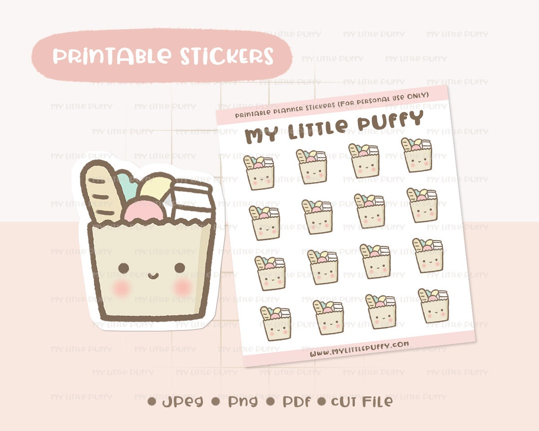 Cute Grocery Printable Planner Sticker/ Grocery Shopping Planner ...