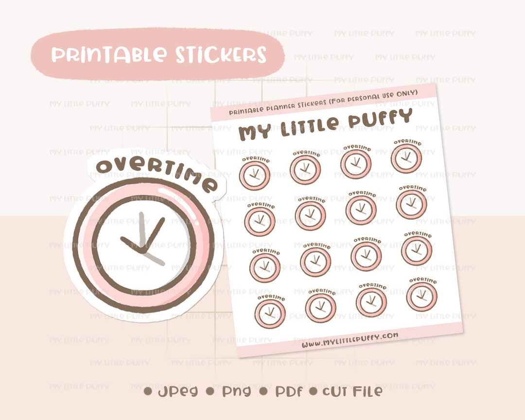 Cute Overtime Printable Planner Sticker/ Overtime Planner Sticker/ Work ...