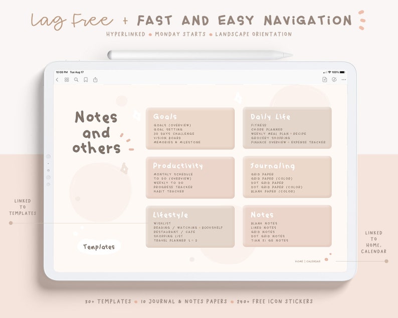 Undated Weekly Digital Planner/ Digital Life Planner/ Journal Digital ...