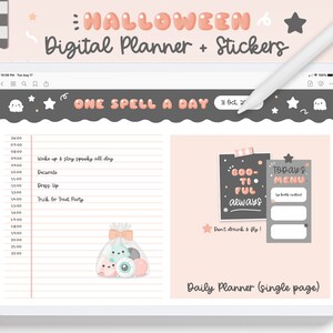 Kawaii Halloween Digital Stickers/ Cute Halloween Digital Planner ...