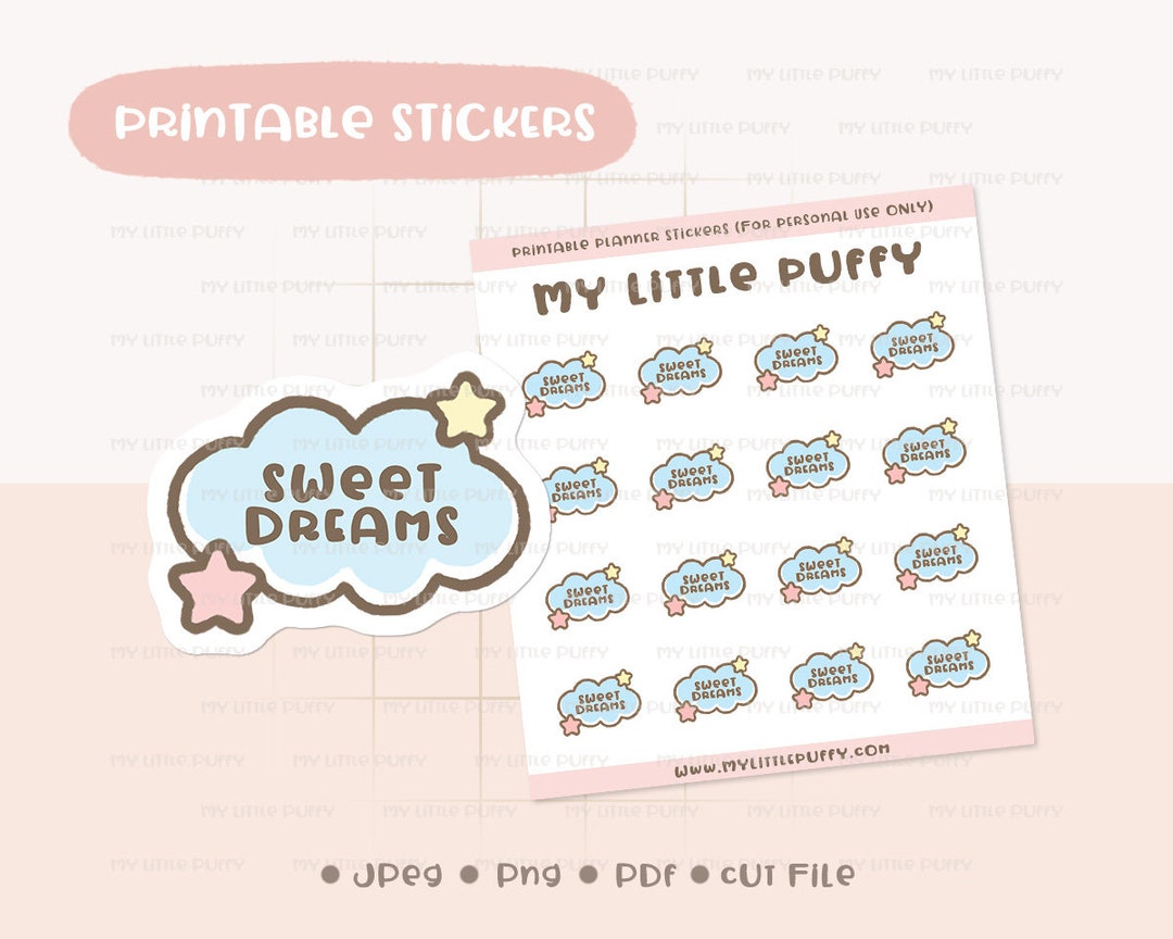 Sweet Dreams Printable Planner Sticker/ Sleep Planner Sticker/ Digital ...