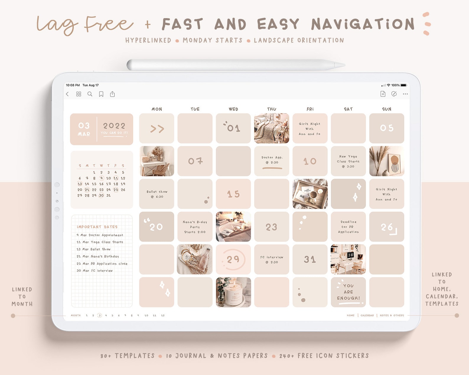 Undated Weekly Digital Planner/ Digital Life Planner/ Journal Digital ...