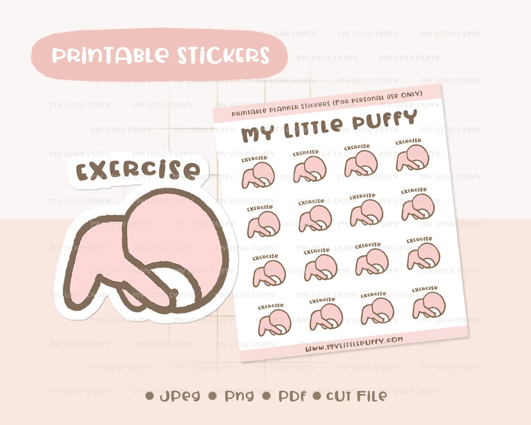 Cute Workout Printable Planner Sticker/ Workout Planner Sticker ...