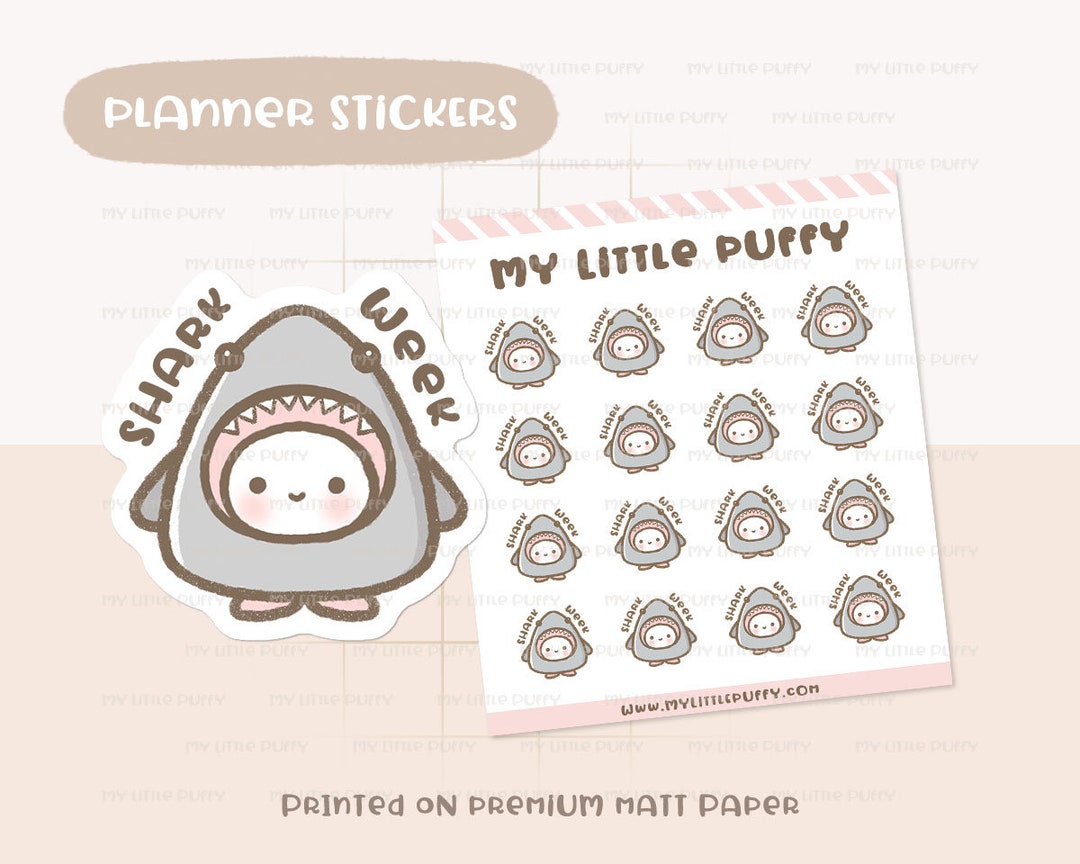 Shark Week Planner Stickers/ Period Tracker Planner Stickers/ Health ...