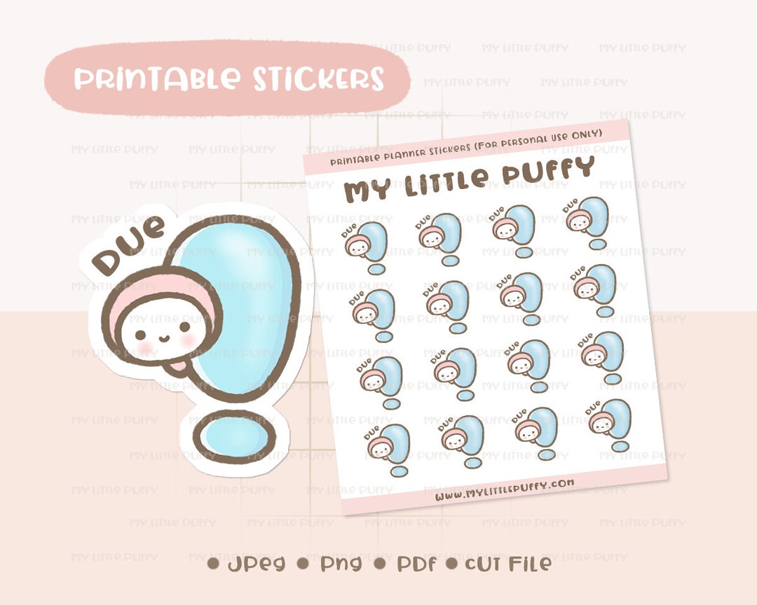 Cute Due Date Printable Planner Sticker/ Due Date Planner Sticker ...