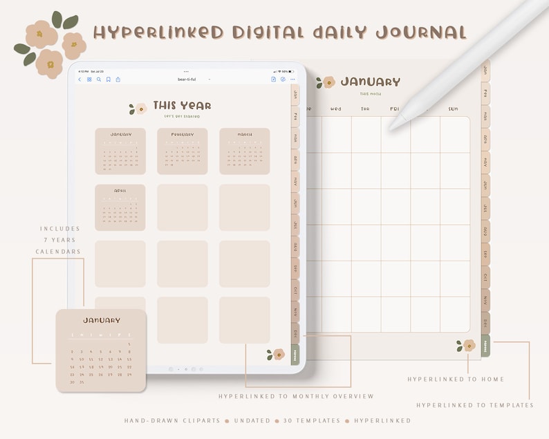 Cute Digital Journal Goodnotes/ Digital Journal With Tabs/ Kawaii ...