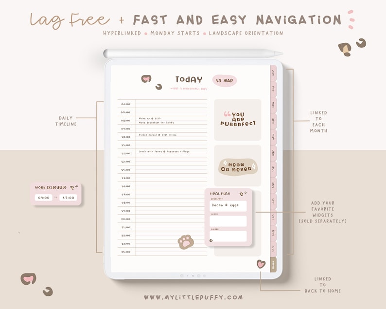 Undated Daily Digital Planner/ Cute Digital Planner/ Kawaii - Etsy