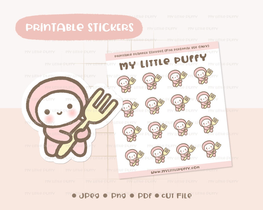 Cute Meal Time Printable Planner Sticker/ Meal Time Planner Sticker ...