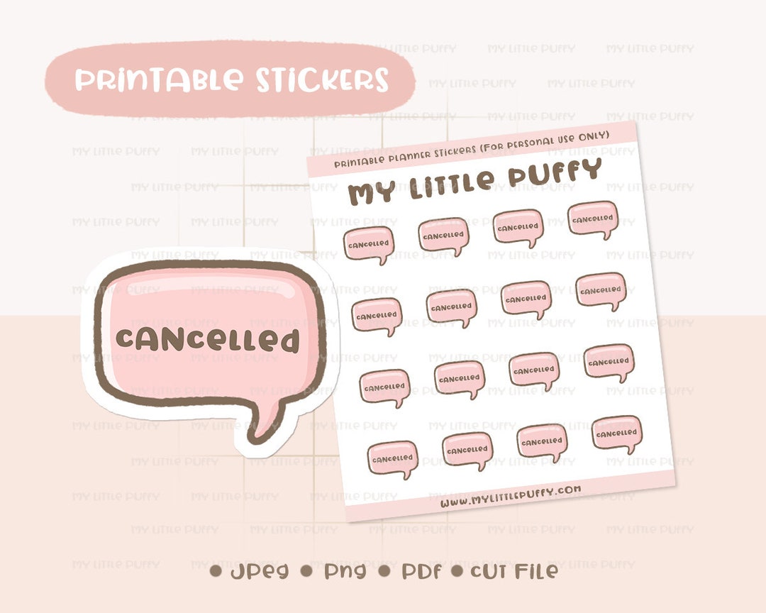 Cute Cancelled Printable Planner Sticker/ Cancelled Planner Sticker ...
