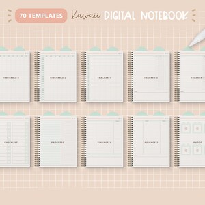 Cute Cat Digital Notebook/ Hyperlinked Digital Notebook/ 12 Sections ...
