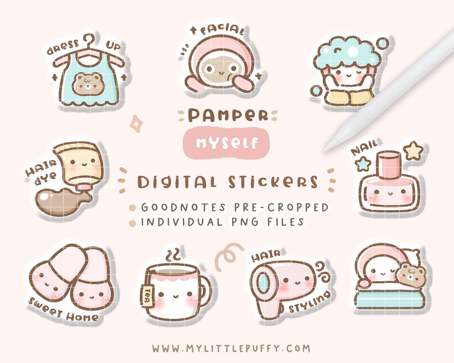 Cute Digital Planner Stickers/ Pamper Digital Stickers/ Cute Goodnotes ...