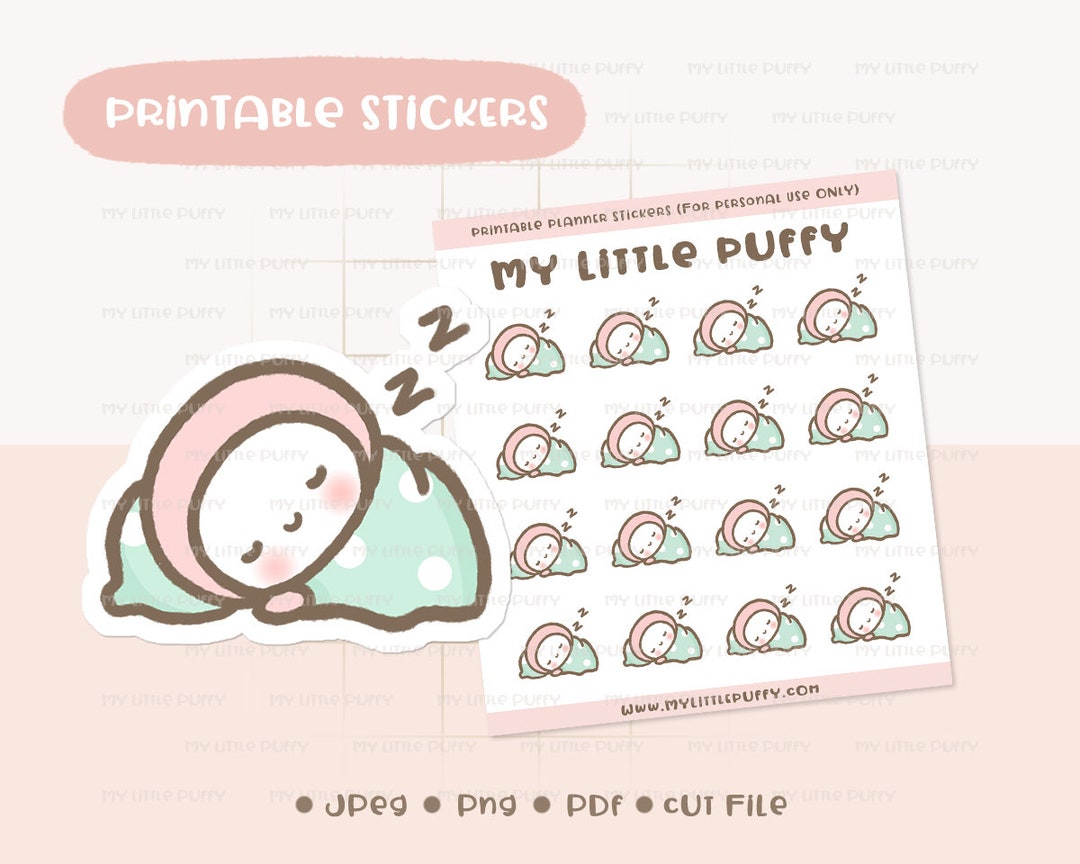 Cute Sleeping Printable Planner Sticker/ Sleeping Planner Sticker ...