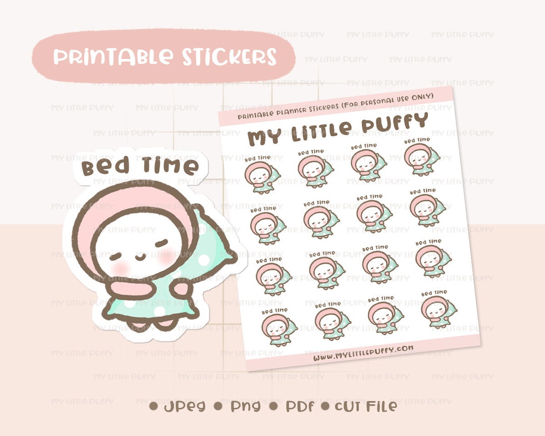 Cute Bed Time Printable Planner Sticker/ Bed Time Planner Sticker ...