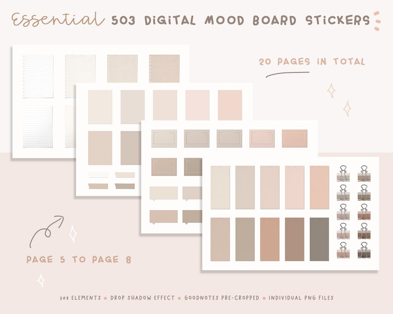 Digital Mood Board Stickers/ Vision Board Digital Stickers - Etsy
