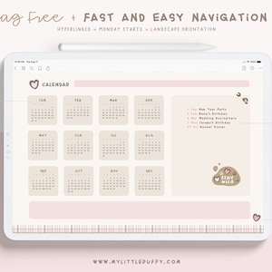 Undated Kawaii Weekly Digital Planner/ Cute Digital Planner/ Kawaii ...