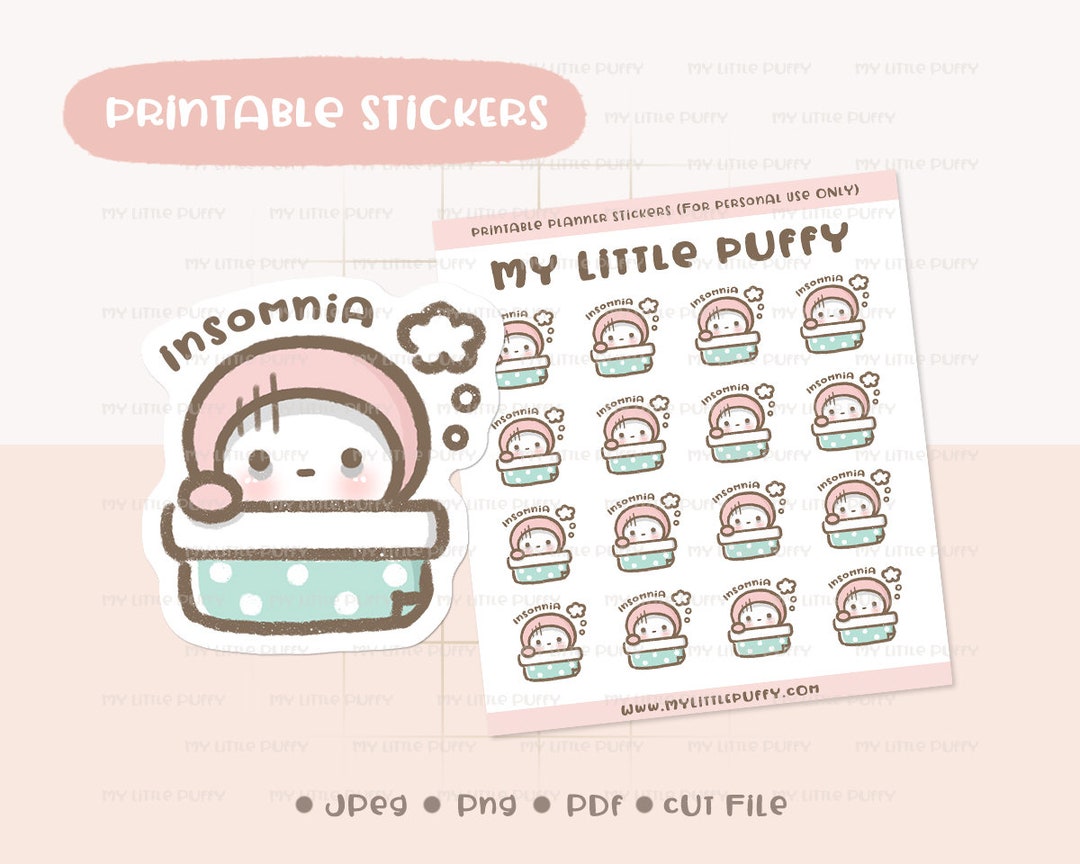 Insomnia Printable Planner Stickers/ Mental Health Planner Stickers ...