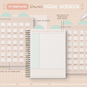 Cute Cat Digital Notebook/ Hyperlinked Digital Notebook/ 12 Sections ...