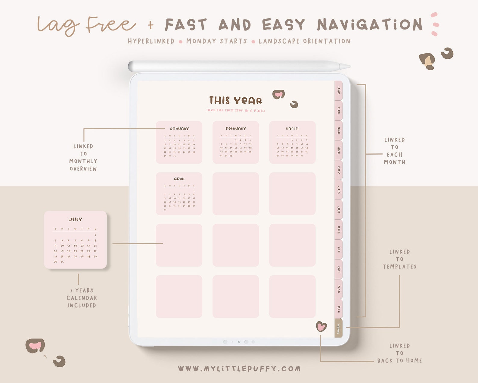 Undated Daily Digital Planner/ Cute Digital Planner/ Kawaii - Etsy