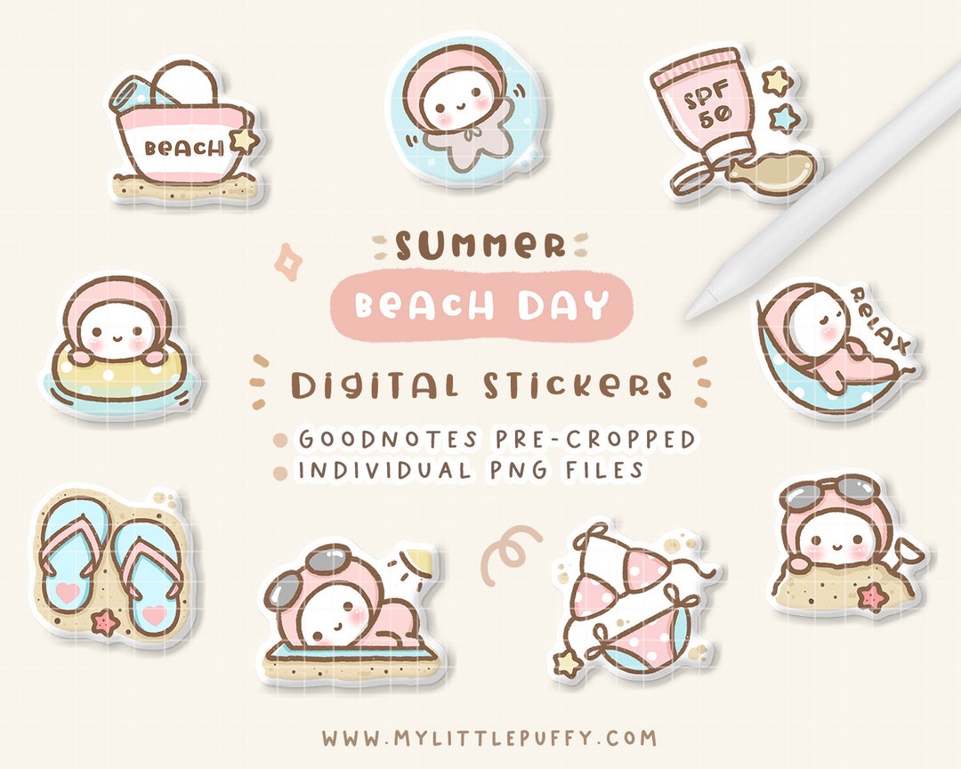Summer Digital Stickers/ Summer Digital Planner Stickers/ Cute Digital ...