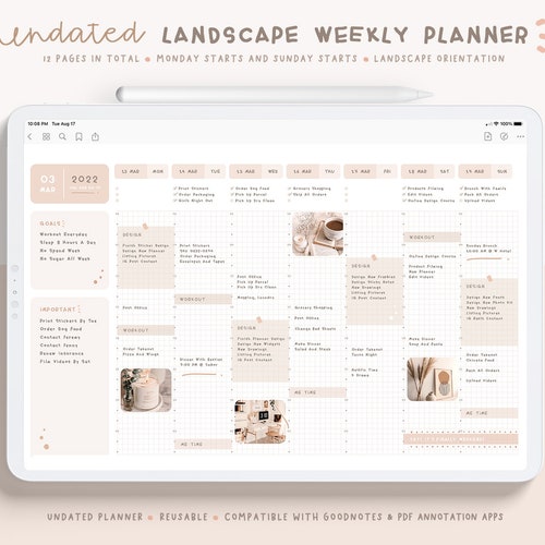 Undated Weekly Digital Planner/ Digital Life Planner/ 12 Month - Etsy