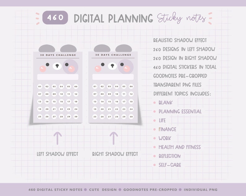 Cute Digital Sticky Notes/ Cute Digital Stickers for Dark Mode Planner ...