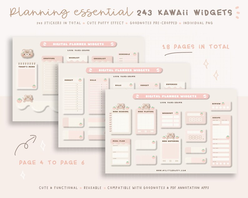 Cute Digital Widgets/ Cute Digital Planner Stickers/ Cute - Etsy