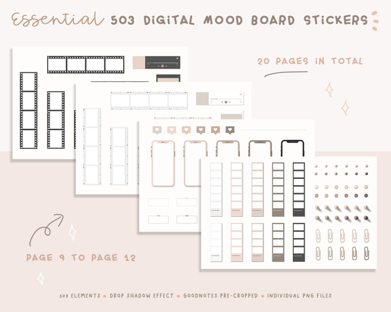 Digital Mood Board Stickers/ Vision Board Digital Stickers - Etsy
