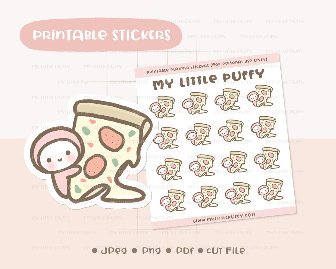 Cute Pizza Printable Planner Sticker/ Pizza Planner Sticker/ Fast Food ...