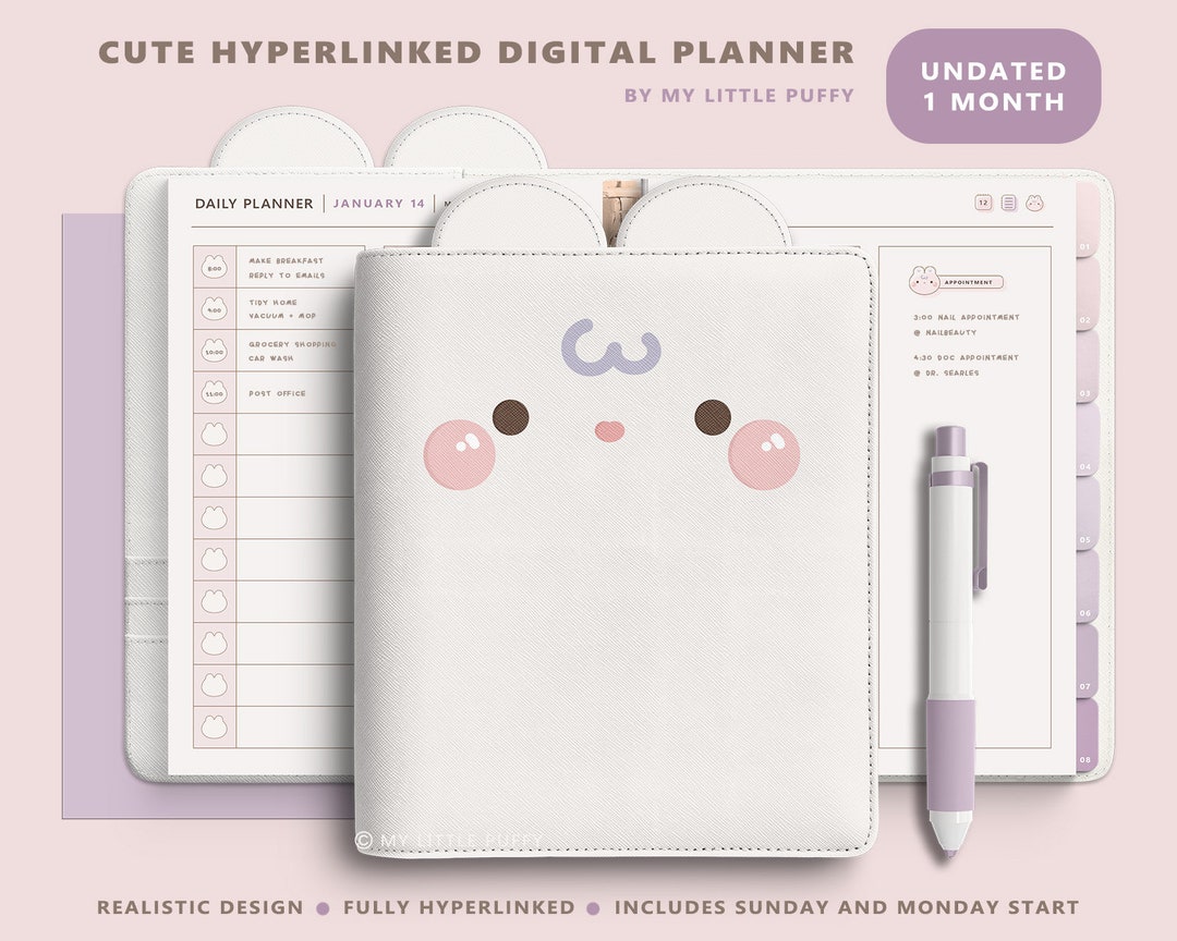 Kawaii Digital Planner/ One Month Digital Planner/ Undated - Etsy