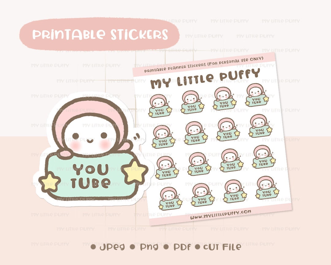 Cute Youtube Printable Planner Sticker/ Youtube Planner Sticker ...