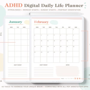 Adhd Digital Planner/ Adults Adhd Planner/ Digital Adhd Planner/ Adults ...