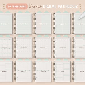 Cute Cat Digital Notebook/ Hyperlinked Digital Notebook/ 12 Sections ...