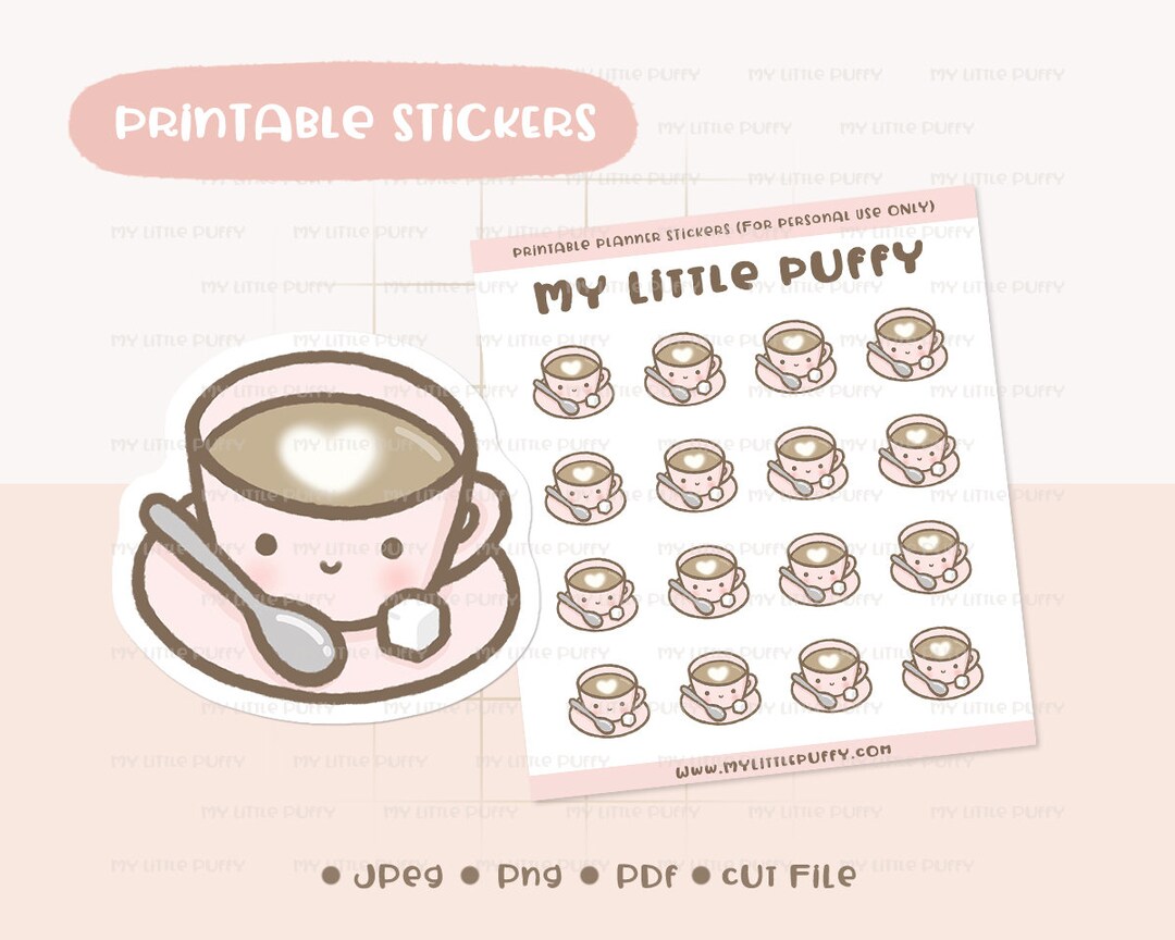 Cute Coffee Planner Sticker/ Coffee Printable Planner Sticker/ Café ...