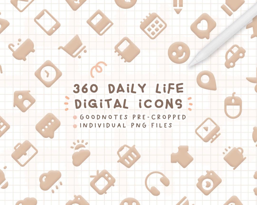 360 Icons Digital Stickers/ 360 Icons Digital Planner Stickers/ Digital ...