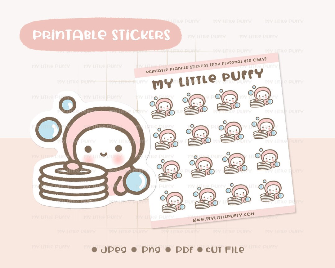 Cute Wash Dishes Planner Sticker/ Doing Dishes Printable Planner ...