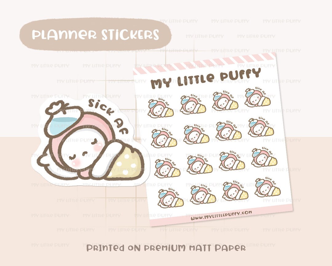 Sick AF Planner Stickers/ Fever Planner Stickers/ Sick Leave Planner ...