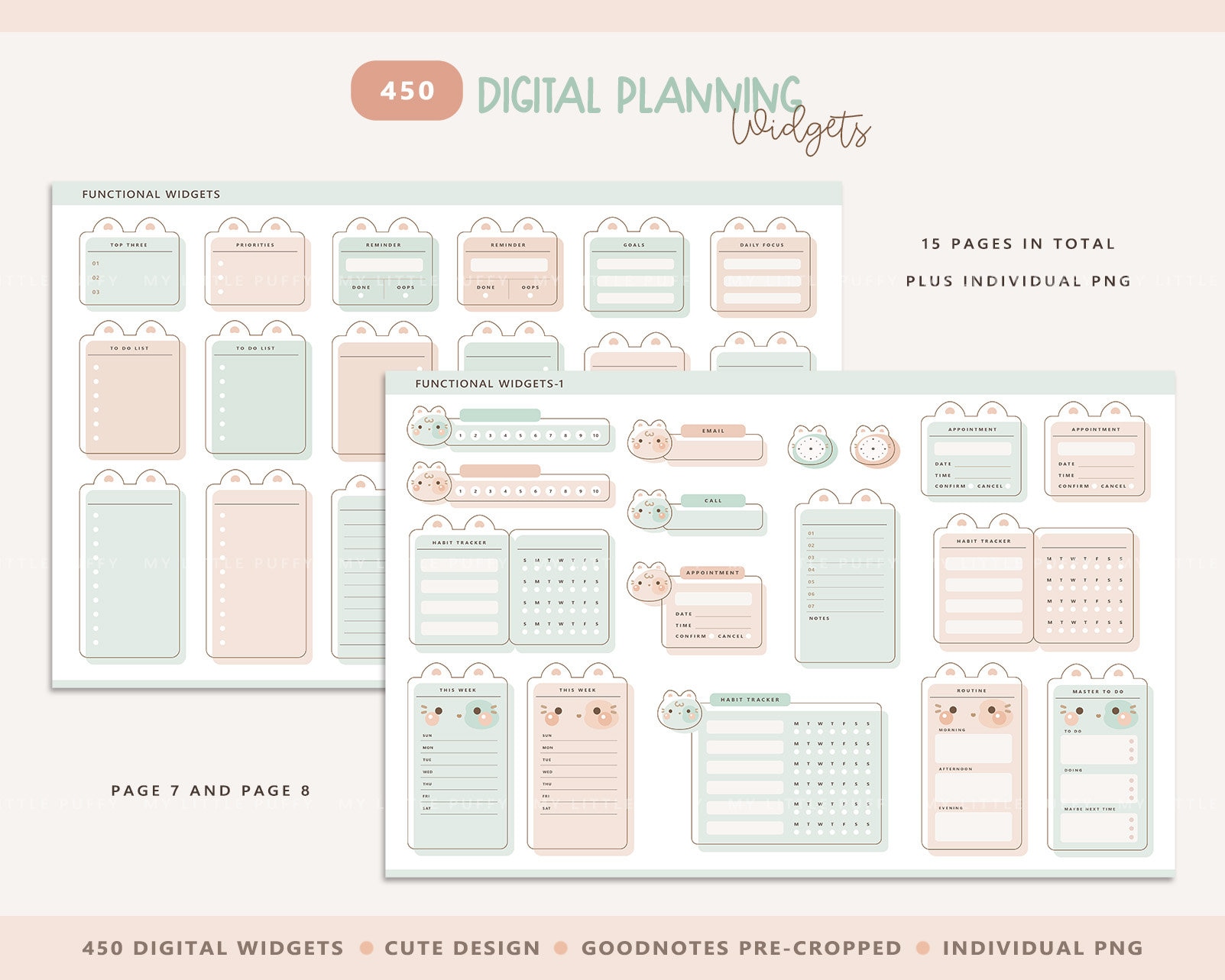 Kawaii Digital Widgets/ Cute Digital Planner Widgets/ Cute Digital ...