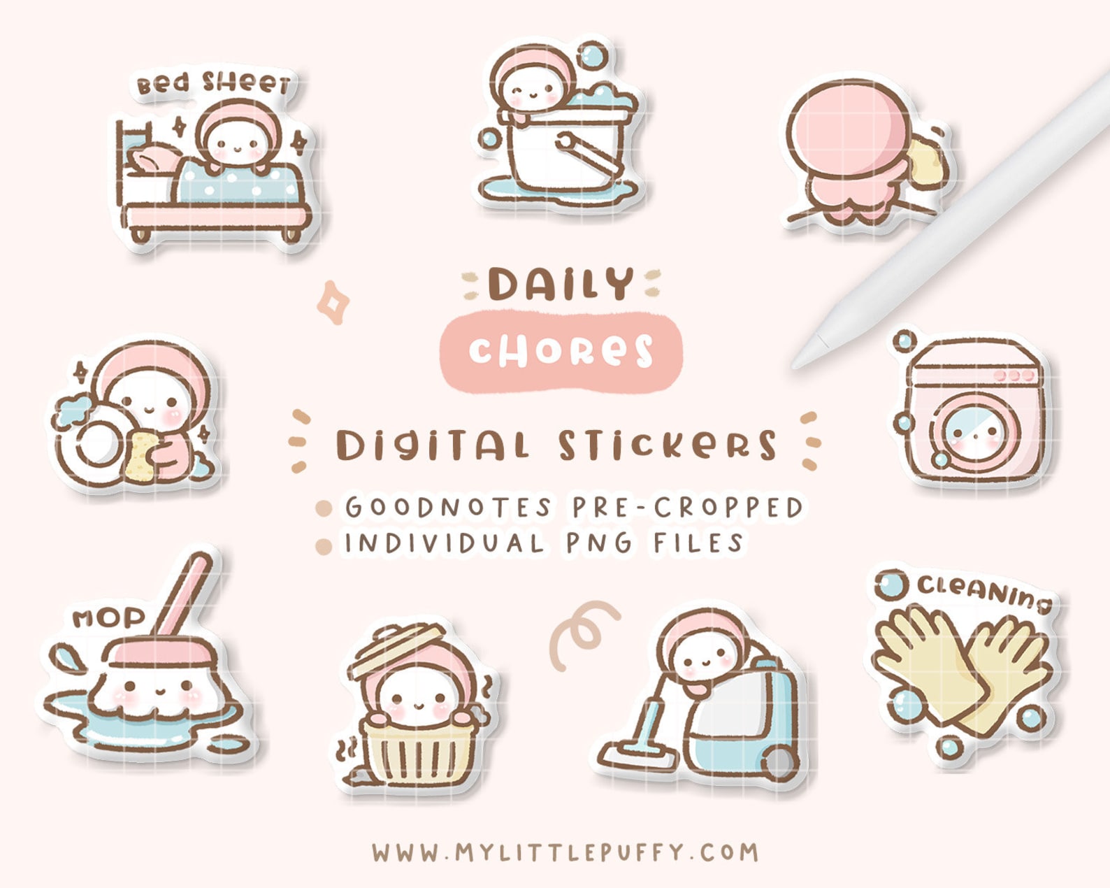 Cute Daily Chores Digital Planner Stickers/ Cute Chores Planner ...