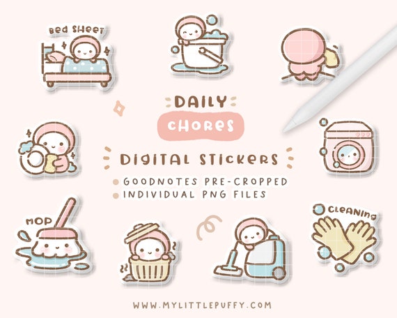 Cute Daily Chores Digital Planner Stickers/ Cute Chores - Etsy