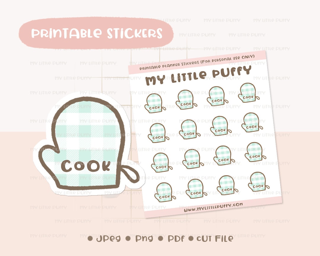 Cooking Mitt Printable Planner Sticker/ Cooking Mitt Planner Sticker ...