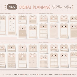 Cute Bear Digital Stickers/ Cute Digital Sticky Notes/ Kawaii Digital ...