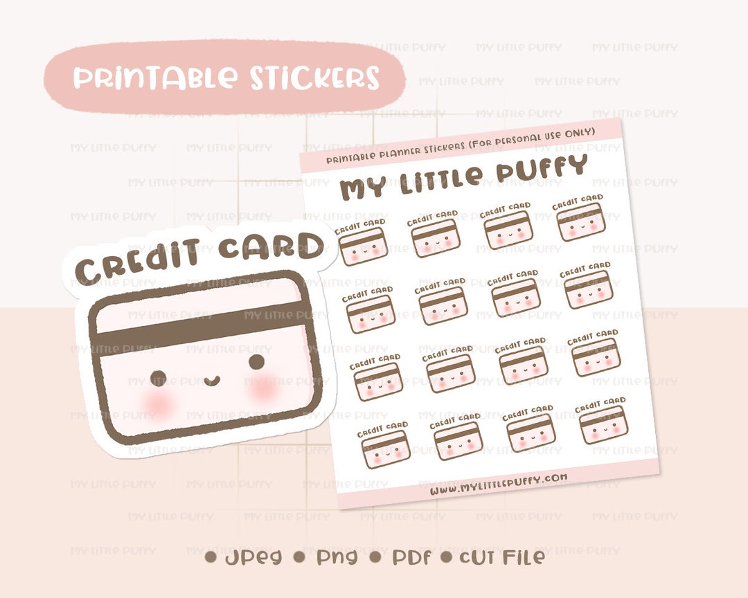 Cute Credit Card Printable Planner Sticker/ Credit Card Planner Sticker ...