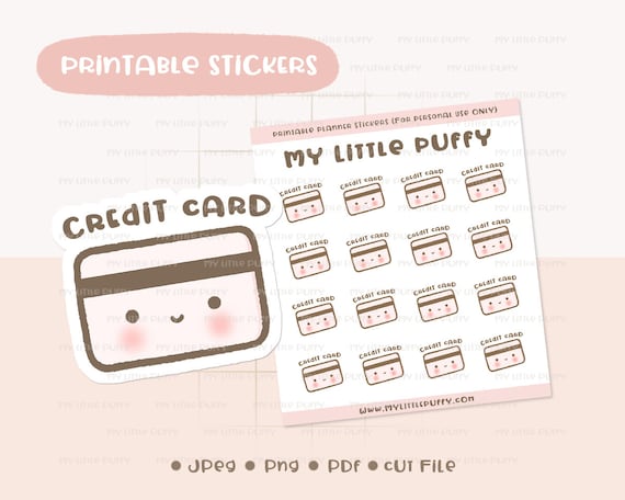 Cute Credit Card Printable Planner Sticker/ Credit Card | Etsy