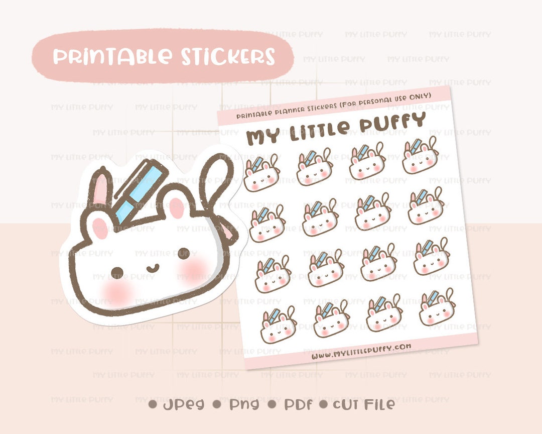 Cute Bunny Planner Pouch Printable Planner Sticker/ Pencil Pouch ...