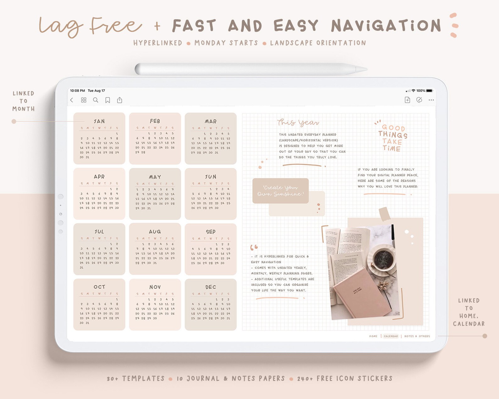 Undated Weekly Digital Planner/ Digital Life Planner/ Journal Digital ...