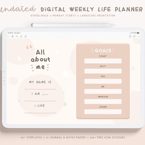 Undated Weekly Digital Planner/ Digital Life Planner/ Journal Digital ...