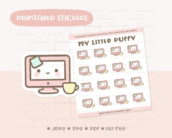 Cute Computer Printable Planner Sticker/ Desktop Computer | Etsy