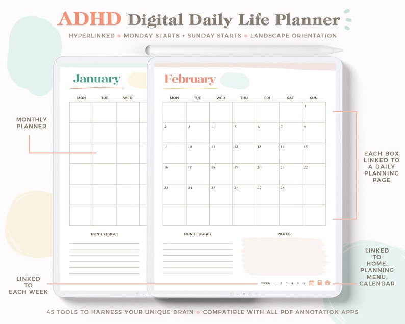 Adhd Digital Planner/ Adults Adhd Planner/ Digital Adhd - Etsy