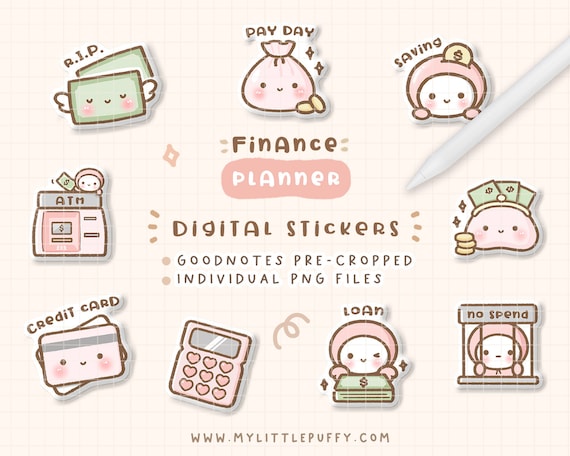Cute Finance Digital Planner Stickers for Goodnotes Planner/ - Etsy