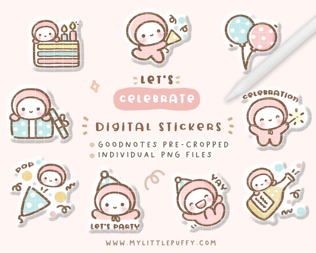 Celebration Digital Planner Stickers/ Birthday Digital Stickers/ Cute ...